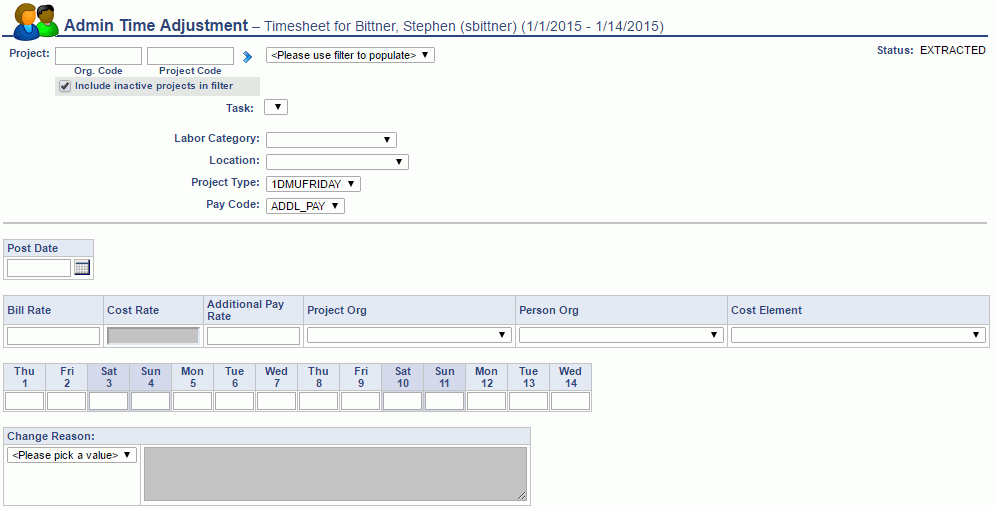 Admin Time Adjustments